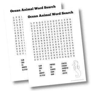 Free Printable Ocean Animal Word Searches