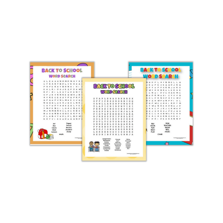 3 Free Printable Back to School Word Searches