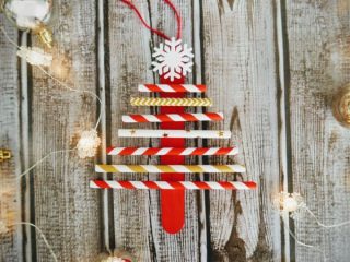 Paper Straw Christmas Tree Ornament Craft