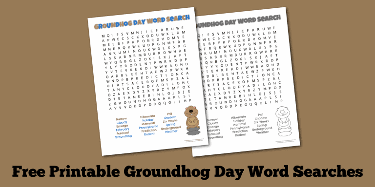 4 Free Printable Groundhog Day Word Search Puzzles