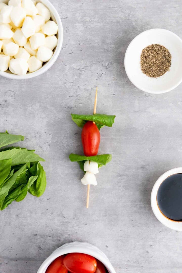 Flavorful Caprese Salad Skewers - Three Kids, Three Cats, and a Husband