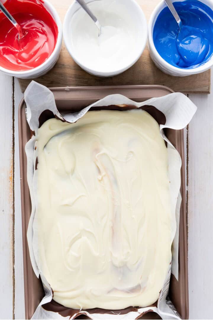 4th of July Red, White & Blue Chocolate Bark - Three Kids, Three Cats ...