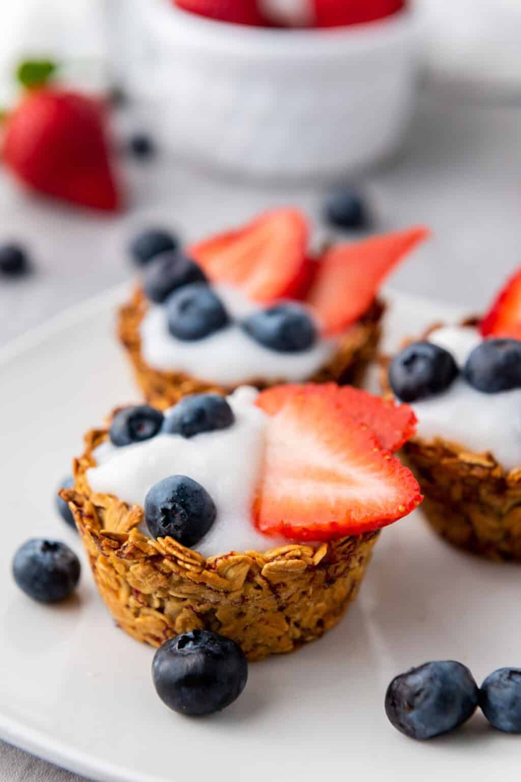 Mini Granola Cups with Berries - Three Kids, Three Cats, and a Husband