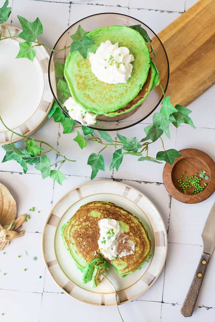 Saint Patrick's Day Green Pancakes - Three Kids, Three Cats, and a Husband